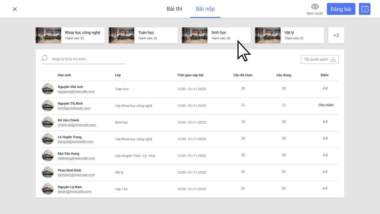 NineQuiz - Phần mềm chấm thi trắc nghiệm online