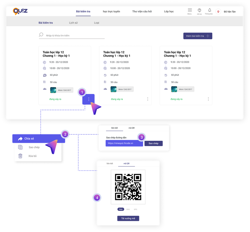 NineQuiz - Hướng dẫn tạo bài kiểm tra trắc nghiệm online môn Toán