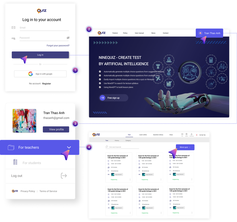 NineQuiz - Hướng dẫn tạo bài kiểm tra trắc nghiệm online môn Toán